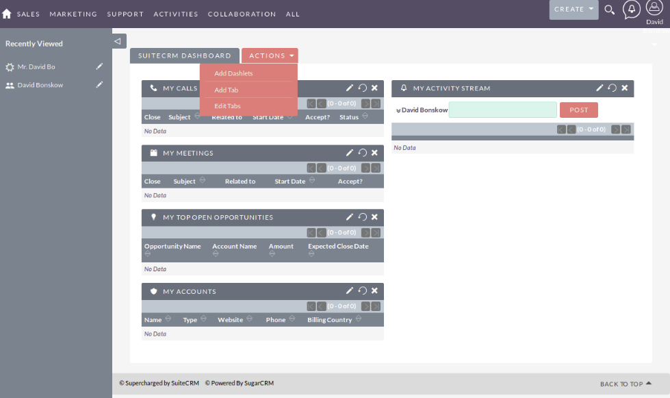 Dashlet Roles Suitecrm Module